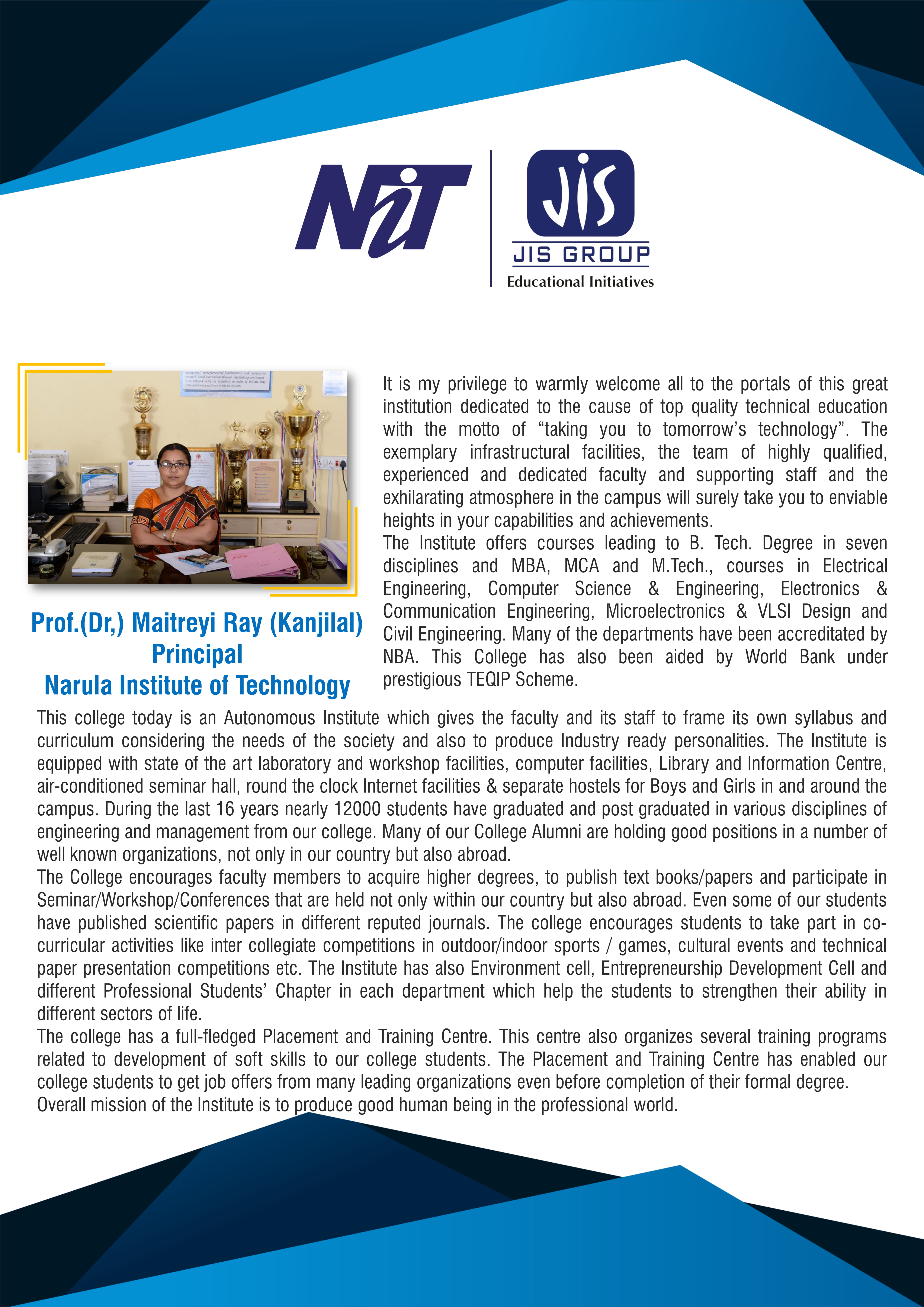 Narula Institute of Technology | Principal's Message